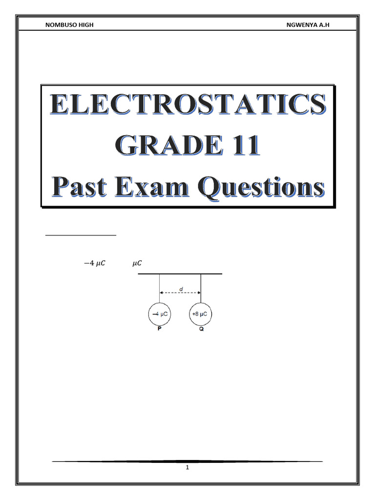 Electrostatics Past Question Grade 11 Typed - 015517 | PDF | Electric ...