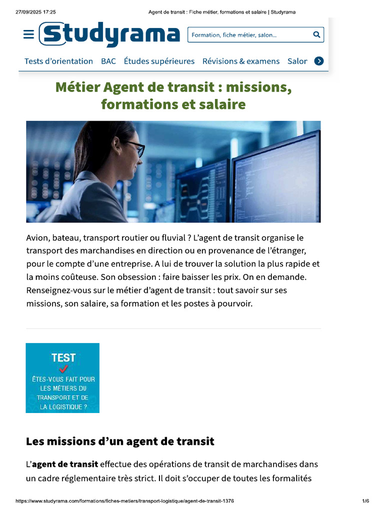Métier Agent de Transit | PDF