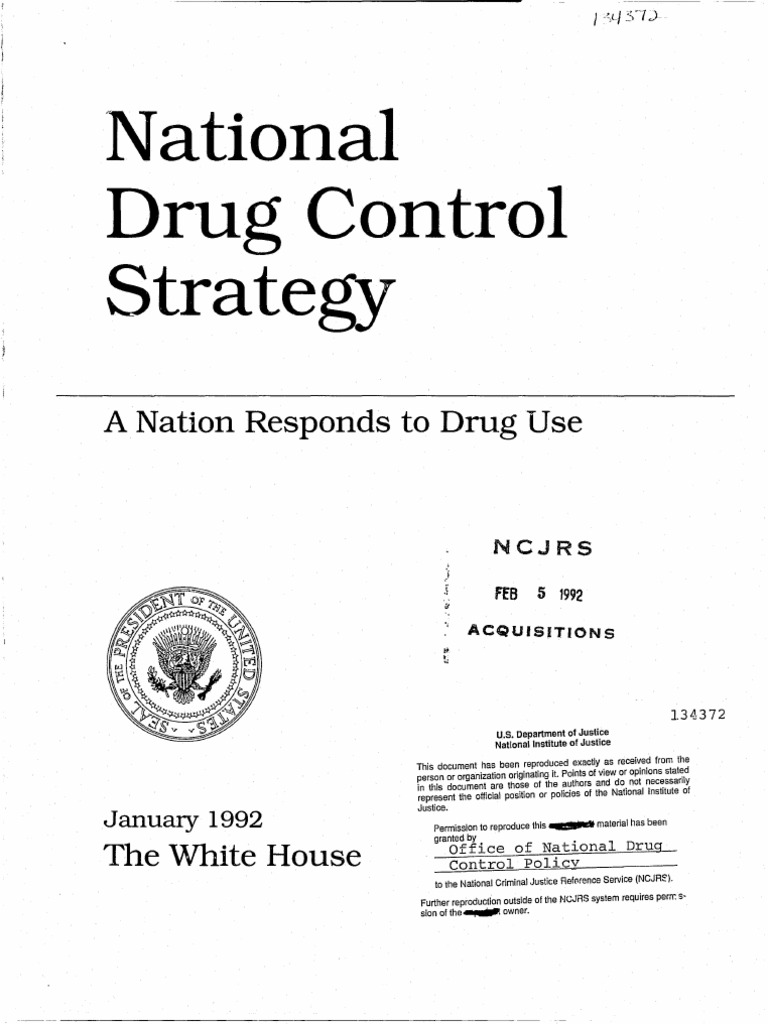 1992 National Drug Control Strategy | PDF | Substance Abuse | Illegal ...