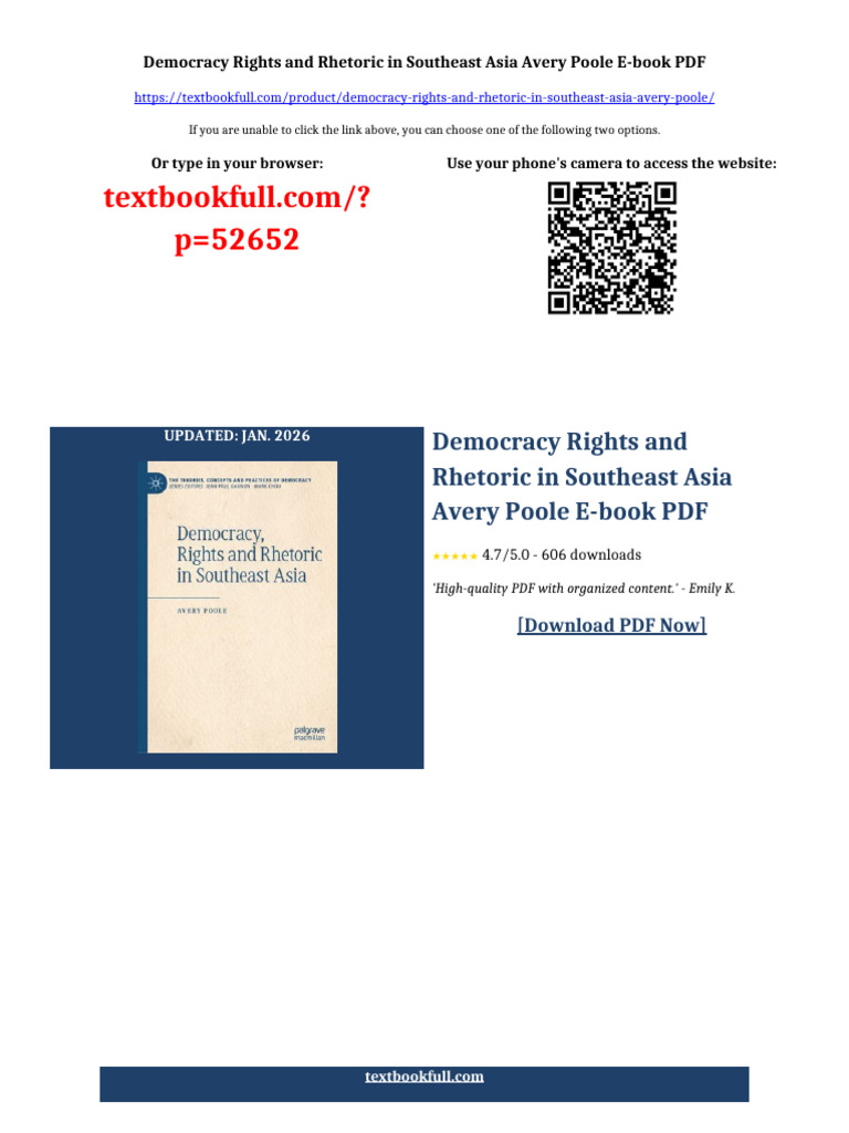 Democracy Rights and Rhetoric in Southeast Asia Avery Poole Ebook Total ...