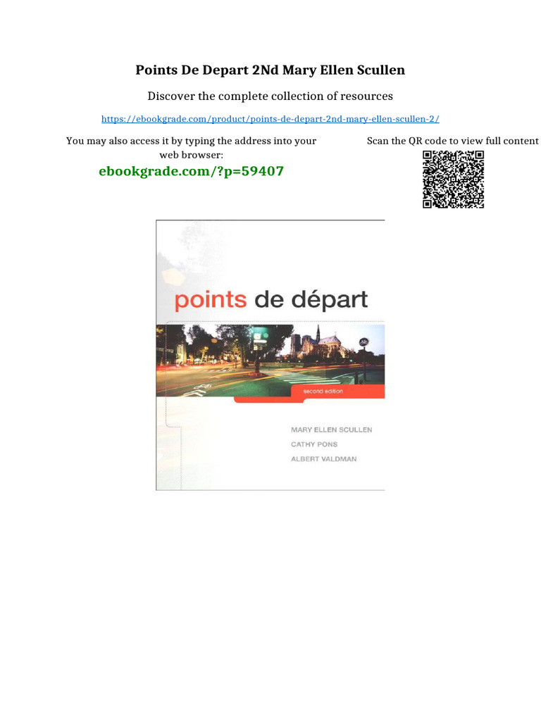 Points de Depart 2nd Mary Ellen Scullen Available All Format | PDF ...