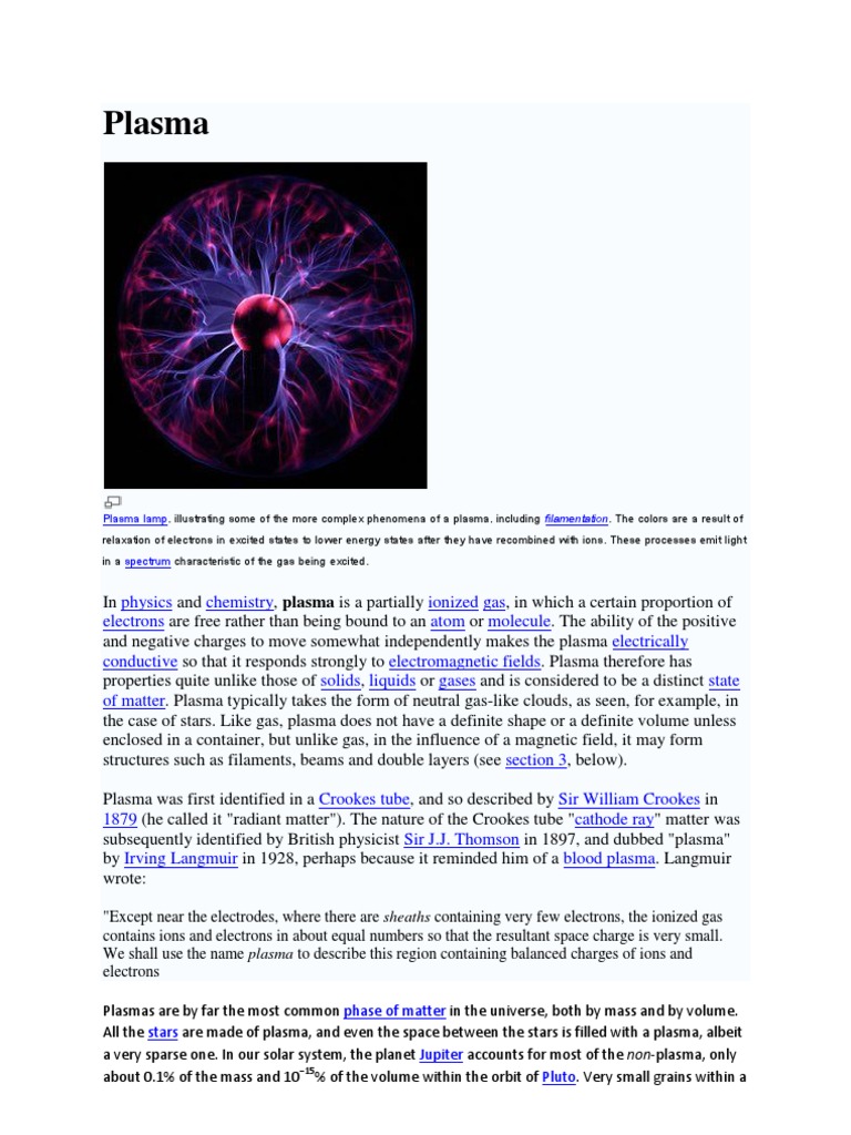 School Project On Plasma | PDF | Plasma (Physics) | Ion