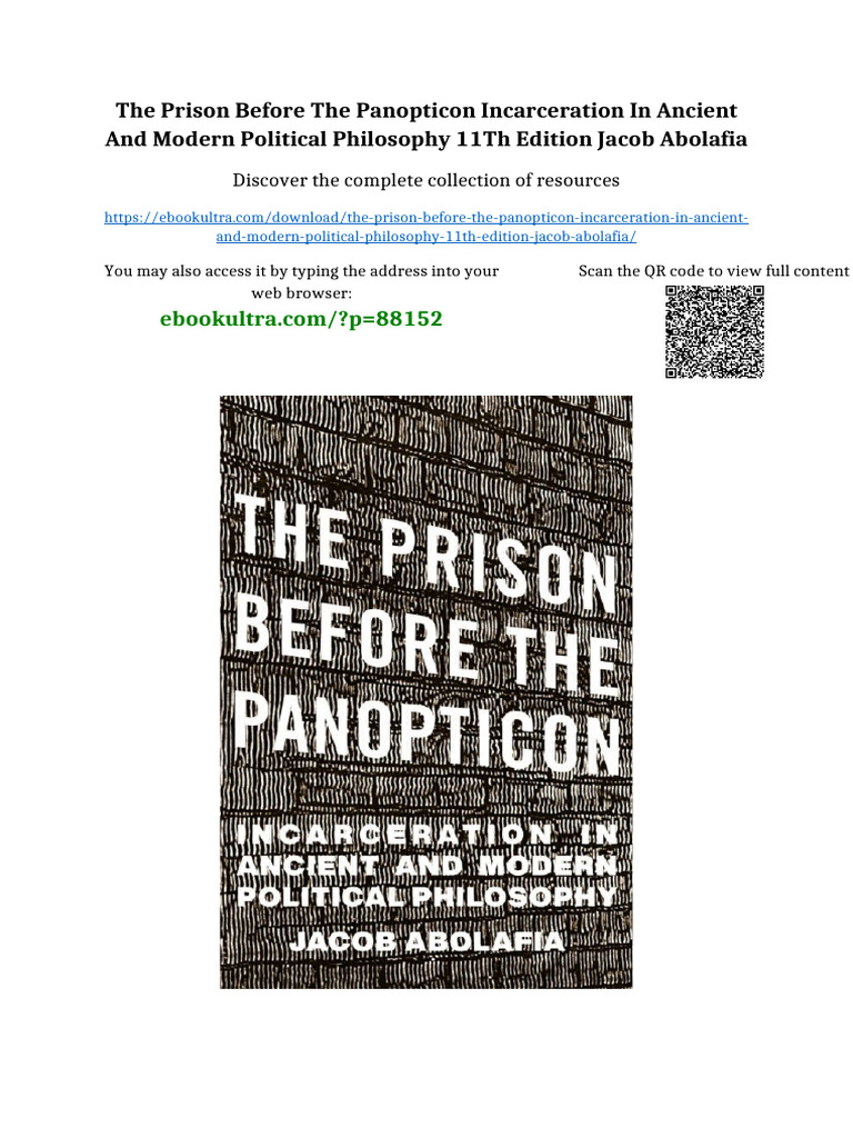 The Prison Before The Panopticon Incarceration in Ancient and Modern ...