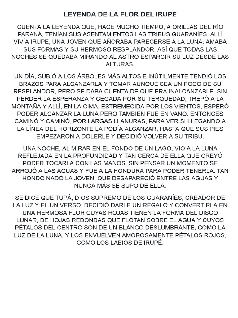 Leyenda de La Flor Del Irupé | PDF