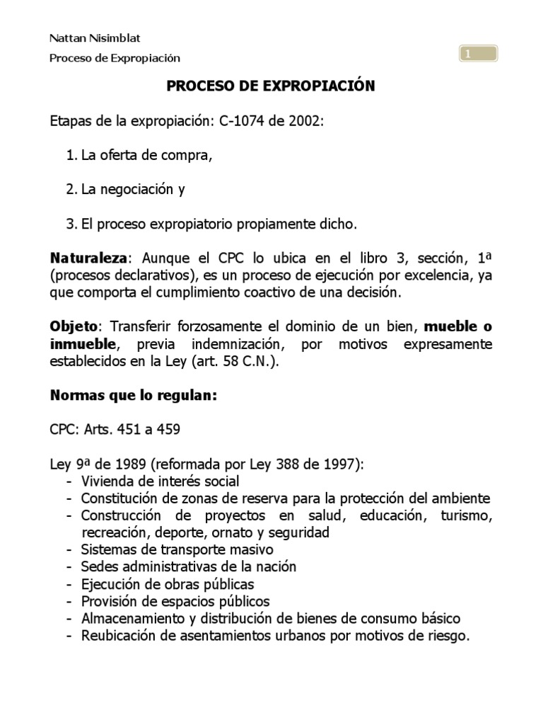 Proceso de Expropiación: Etapas y Normas | PDF | Dominio eminente ...
