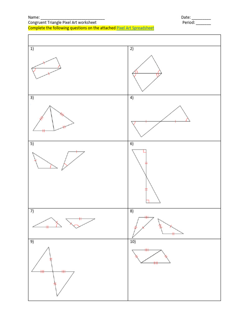 Congruent Triangles Pixel Art | PDF