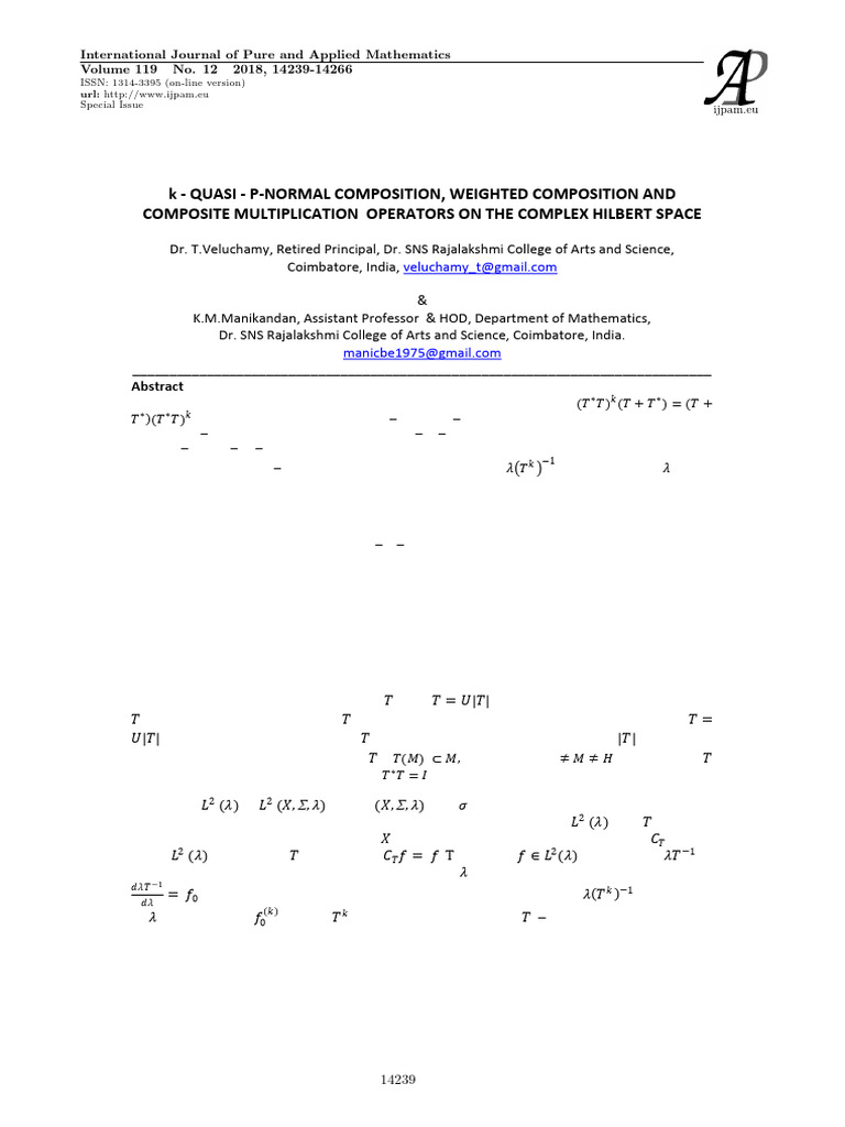 K - Quasi - P-Normal Composition, Weighted Composition and Composite ...