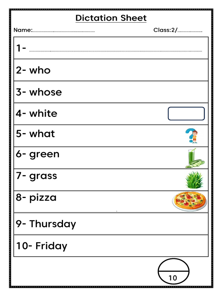 Dictation Sheet Week 9 | PDF