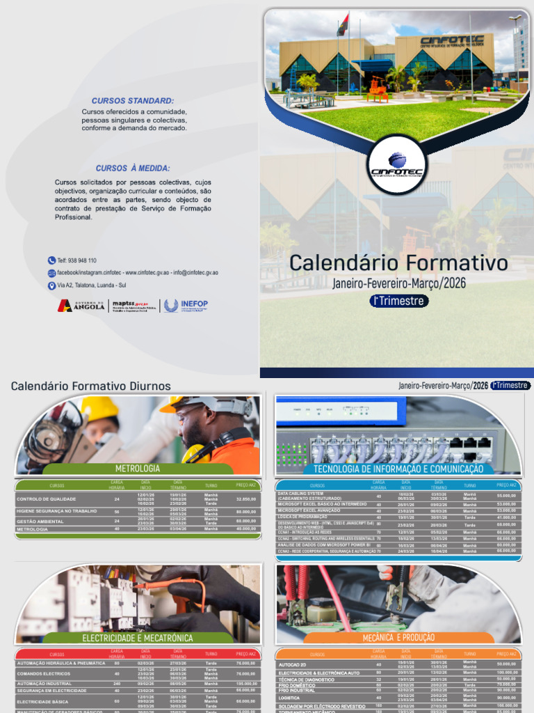 Calendário Formativo 1º Trimestre 2026 22.12 | PDF | Informática