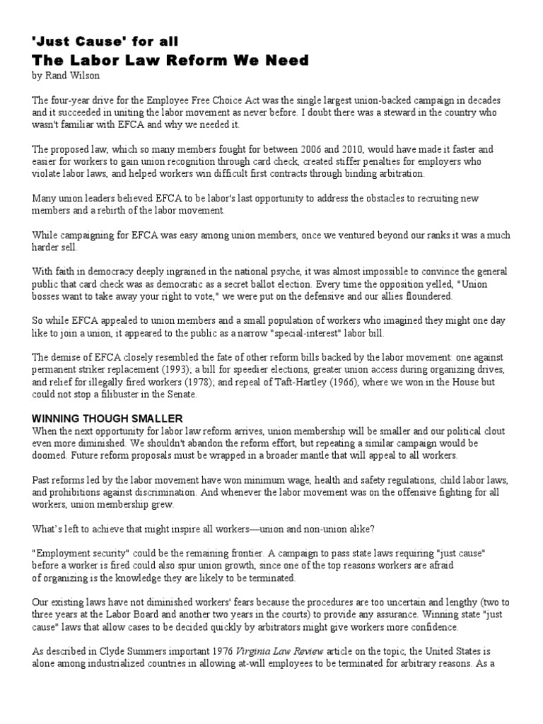 The Labor Law Reform We Need | PDF | Trade Union | Union (American ...