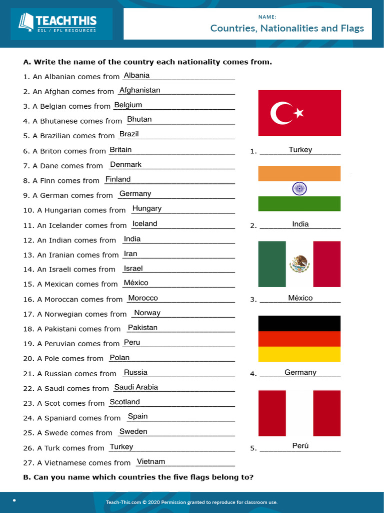 Countries Nationalities and Flags Interactive Worksheet | PDF | Chess ...