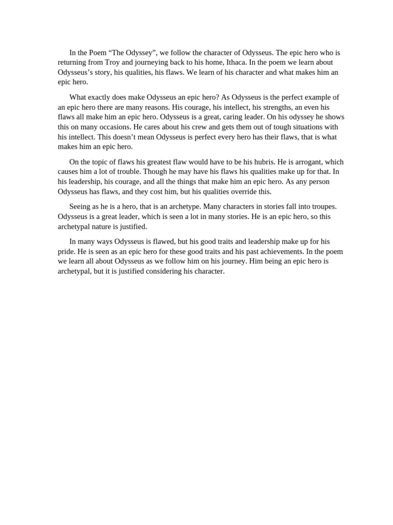 Odysseus Character Essay | PDF