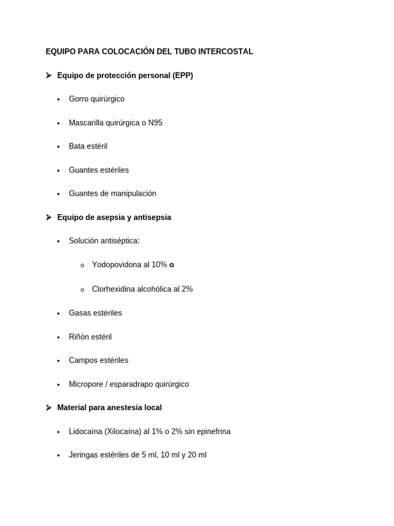 Equipo Para Colocación Del Tubo Intercostal | PDF | Equipo medico ...