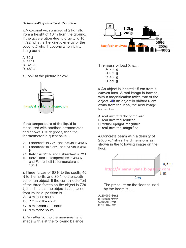 Science-Physics Test Practice | PDF | Physical Quantities | Applied And ...