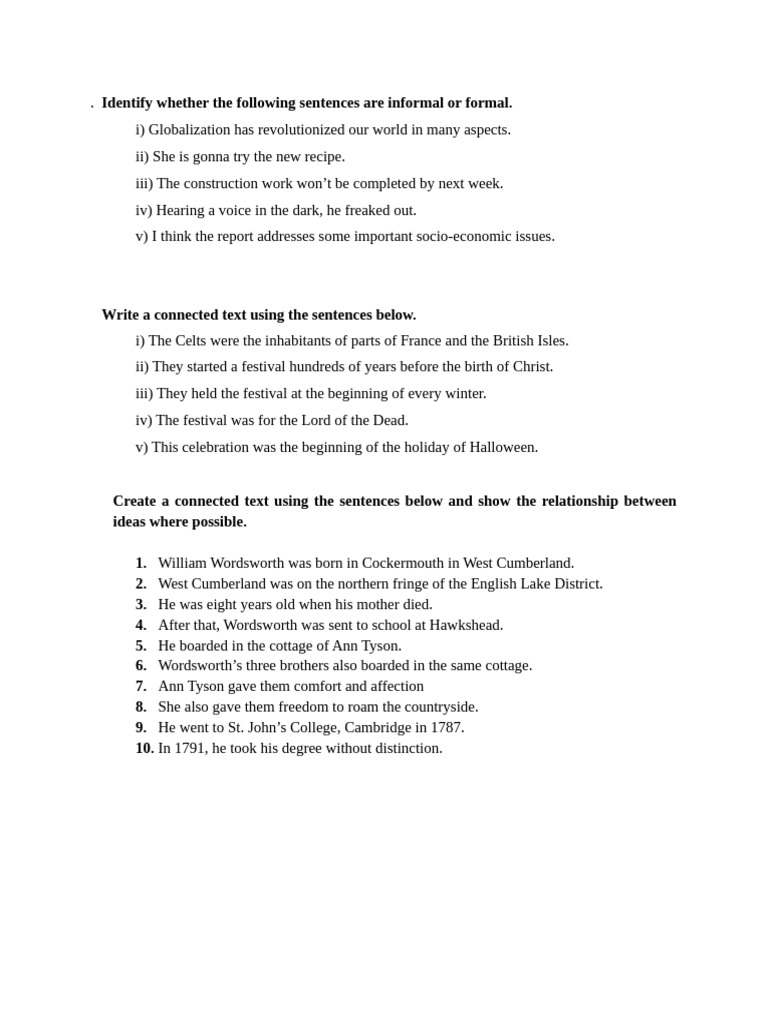 Worksheet Formal-Informal | PDF