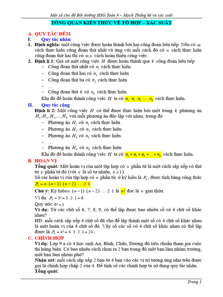 XSTK - 1 - Quy Tac Dem | PDF