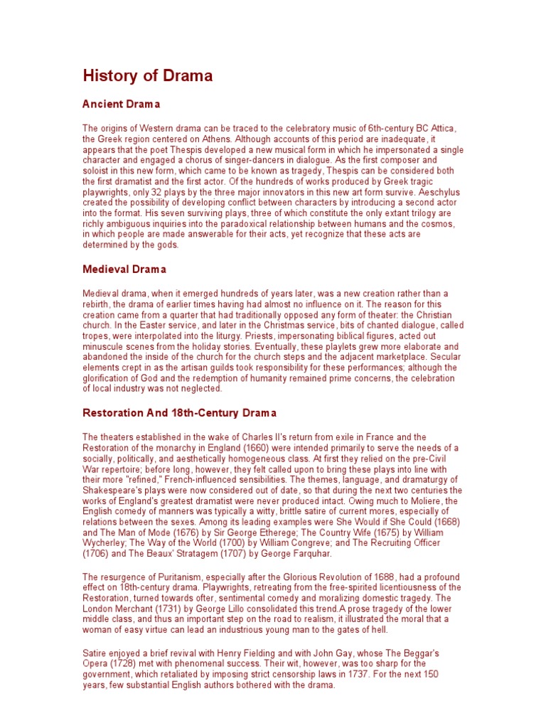 History of Drama | PDF | Romanticism | Theatre