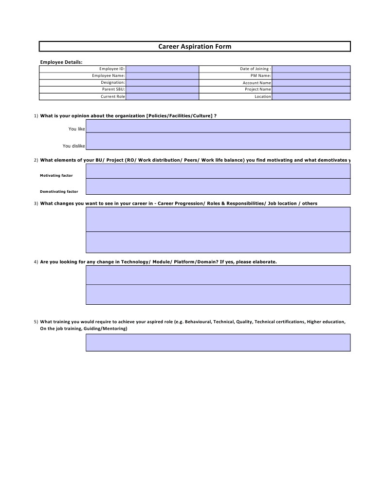 Career Aspiration Form | PDF