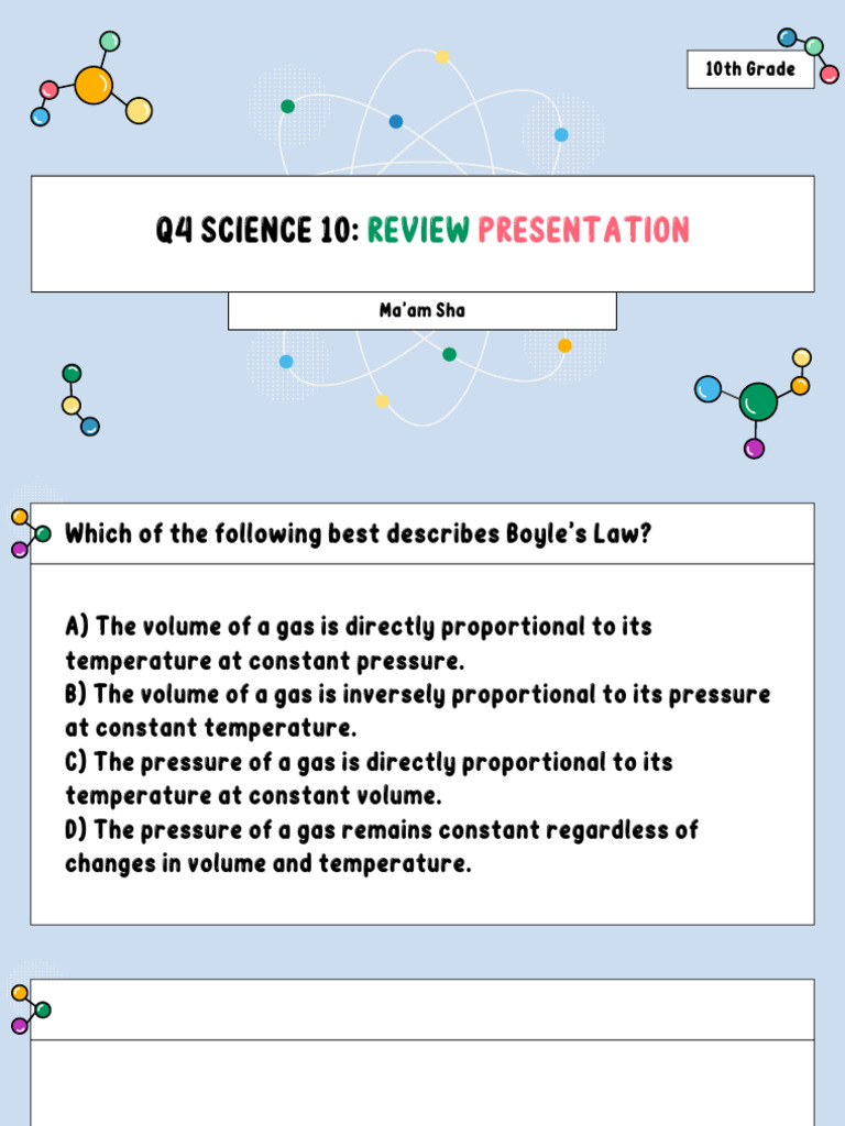 Science 10 Quarter 4 Review | PDF | Gases | Nucleic Acids