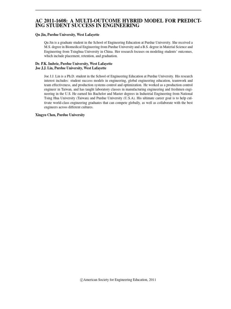 A Multi Outcome Hybrid Model For Predicting Student Success in ...