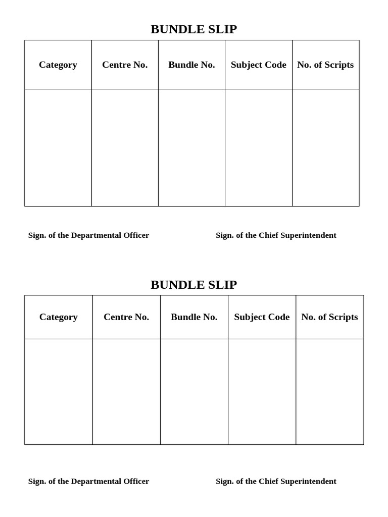 Old Bundle Slip | PDF