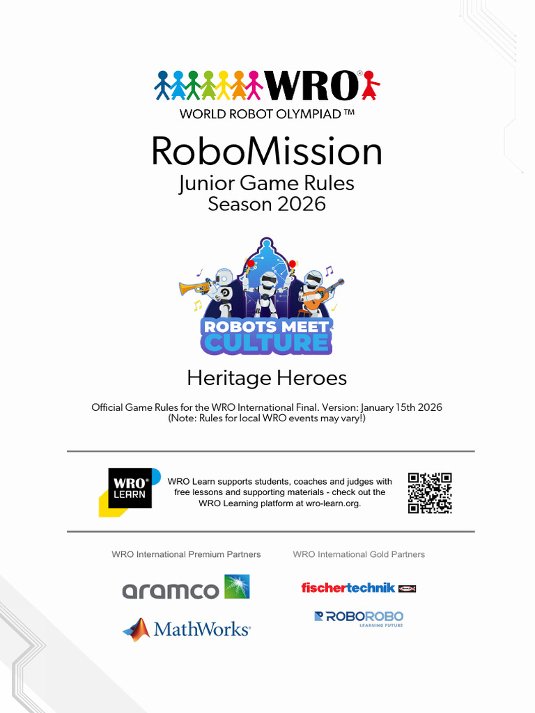 WRO 2026 RoboMission Junior Game Rules | PDF