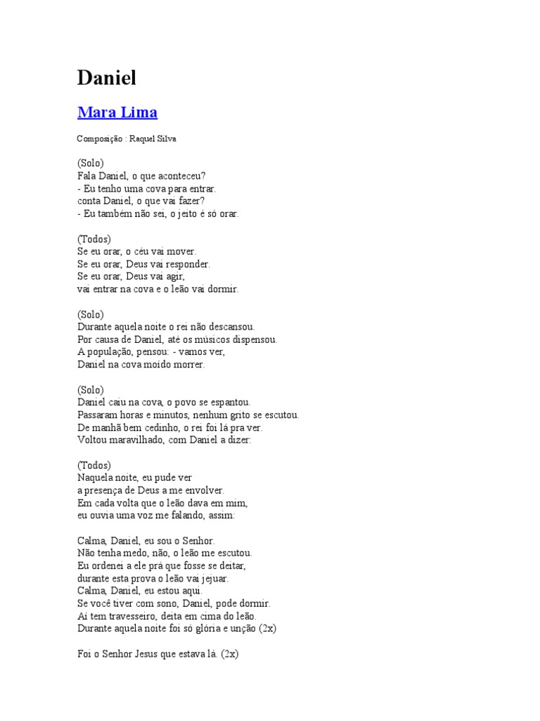 Letra Musica Daniel - Mara Lima | PDF