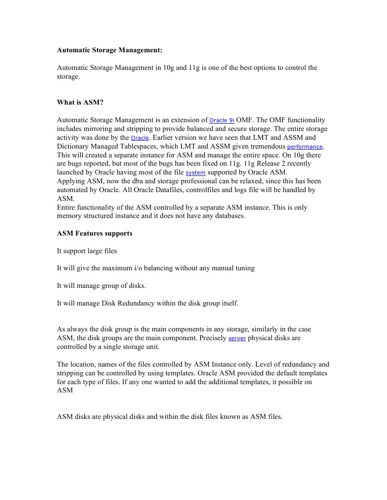 Automatic Storage Management (ASM) | PDF | Oracle Database | Computer Data Storage