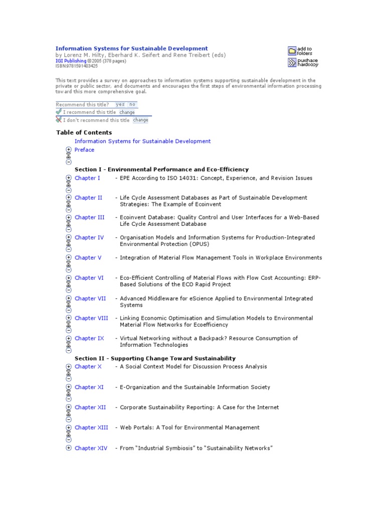 Information Systems For Sustainable Development | PDF | Engineering ...