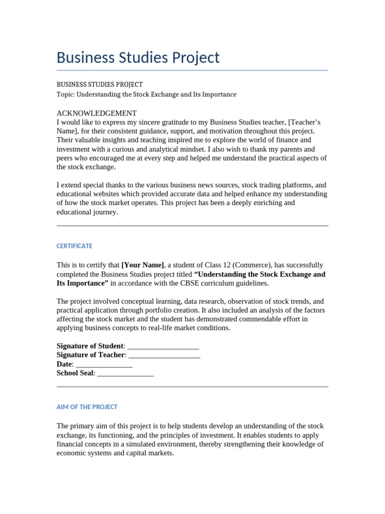 Stock Exchange Project | PDF | Stock Exchange | Market (Economics)
