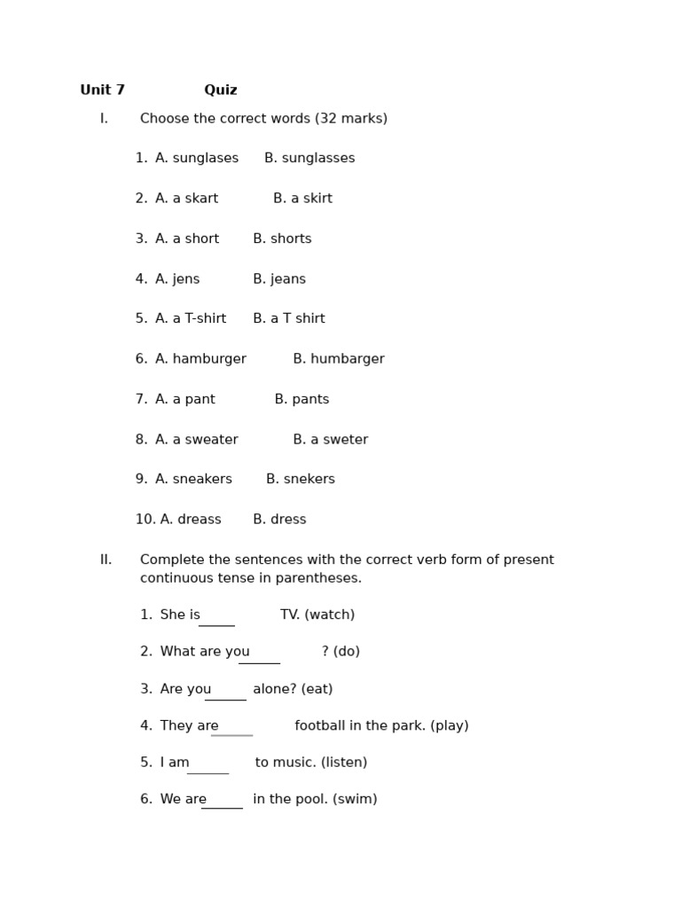 Unit 7 Quiz | PDF