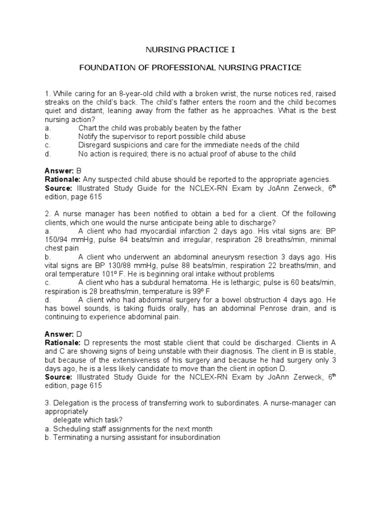 NP1 Nursing Board Exam Practice Questions | PDF | National Council ...