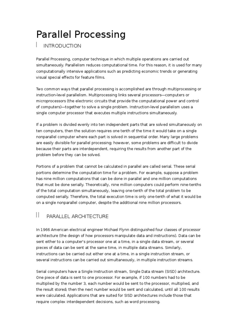 Parallel Processing Pdf Parallel Computing Central Processing Unit
