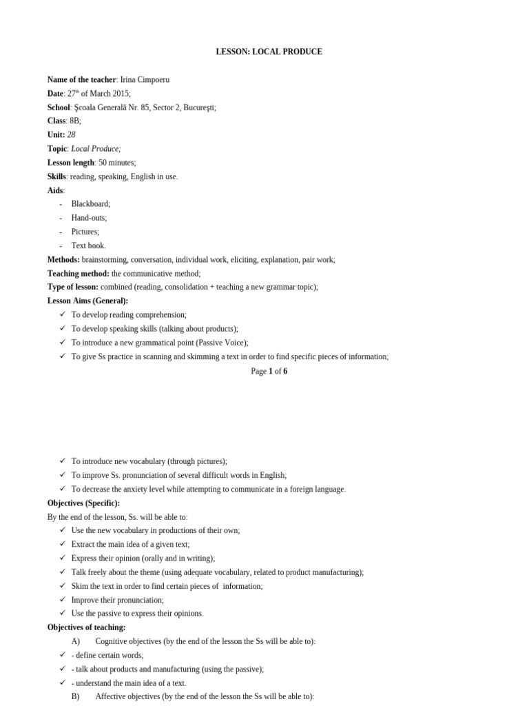 8b Lesson Plan Inspectie | PDF | Reading Comprehension | Vocabulary