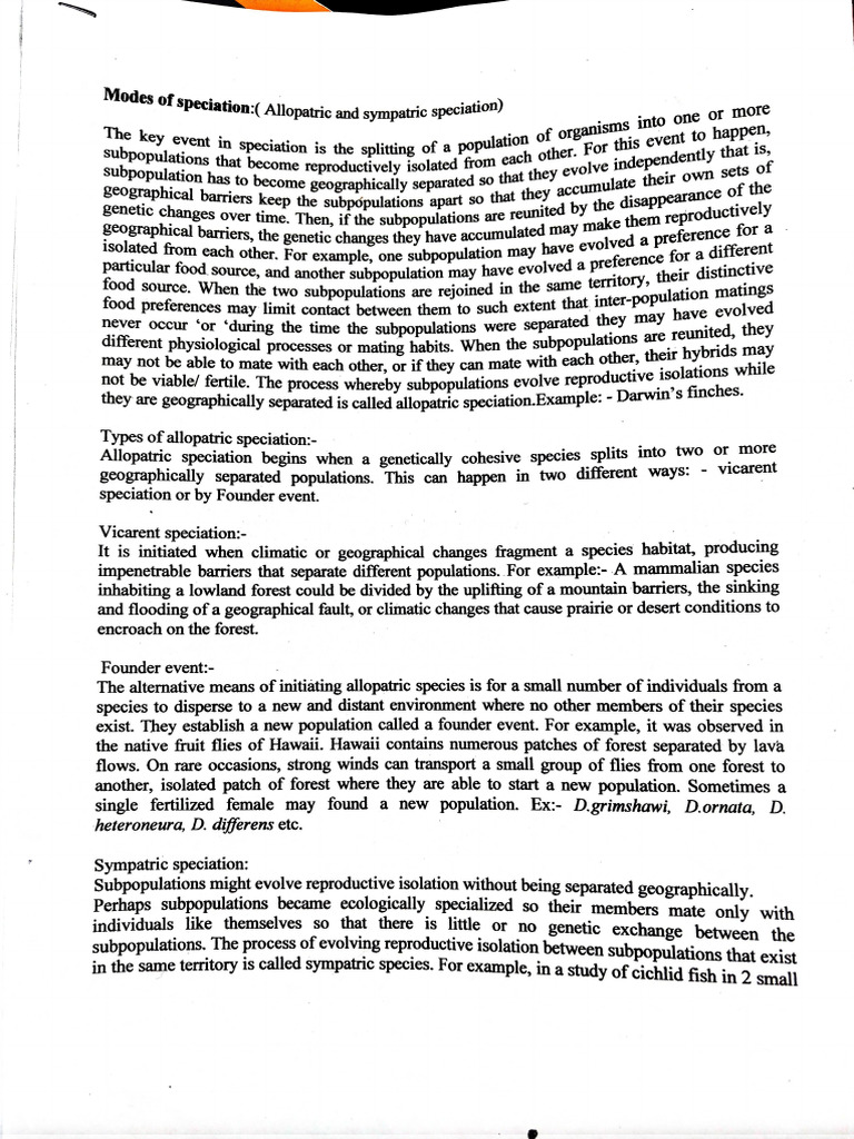 Modes of Speciation | PDF