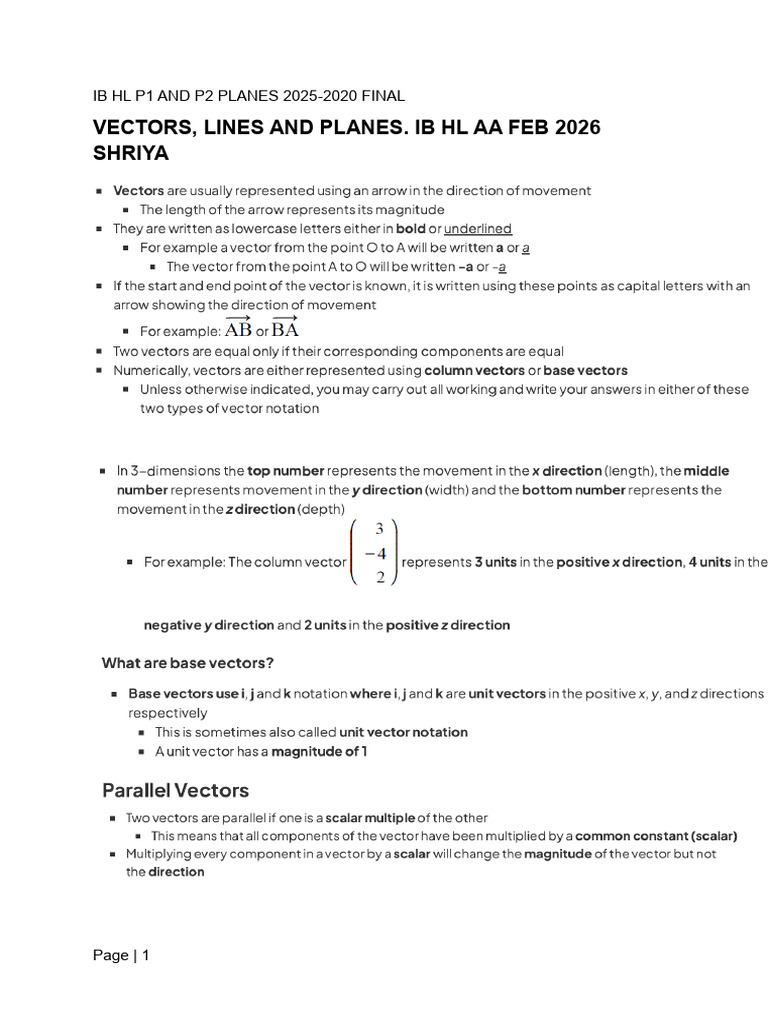 Ib HL P1 and P2 Planes 2025 Notes | PDF