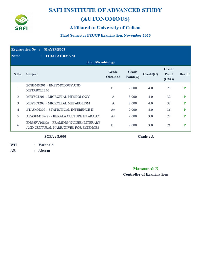 Safi Institute of Advanced Study (Autonomous) 11 | PDF