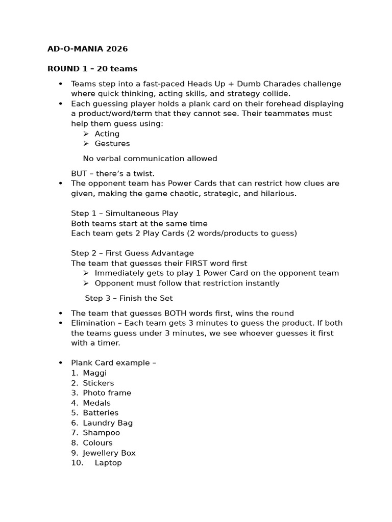 Ad-O-Mania Ideation'26-1 | PDF