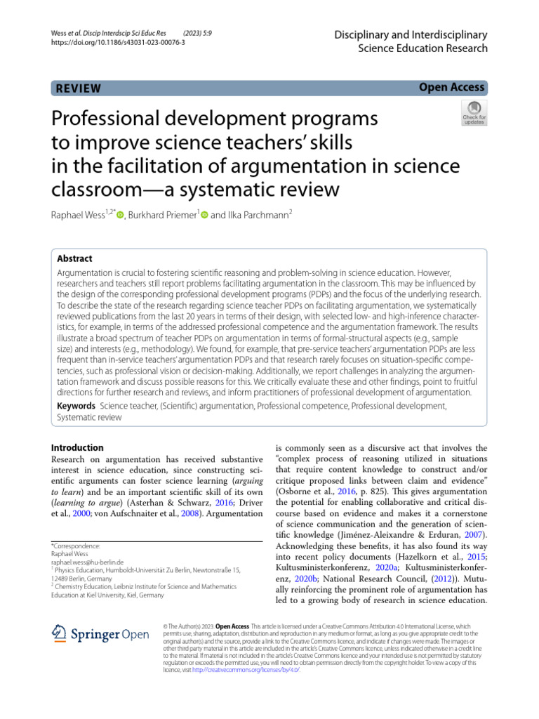 Professional Development Programs To Improve Science Teachers' Skills ...