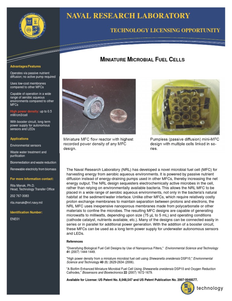 Miniature Microbial Fuel Cells | PDF | Physical Universe ...