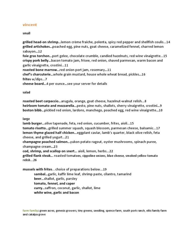 Vincent Menu | Download Free PDF | Cuisine | Cooking
