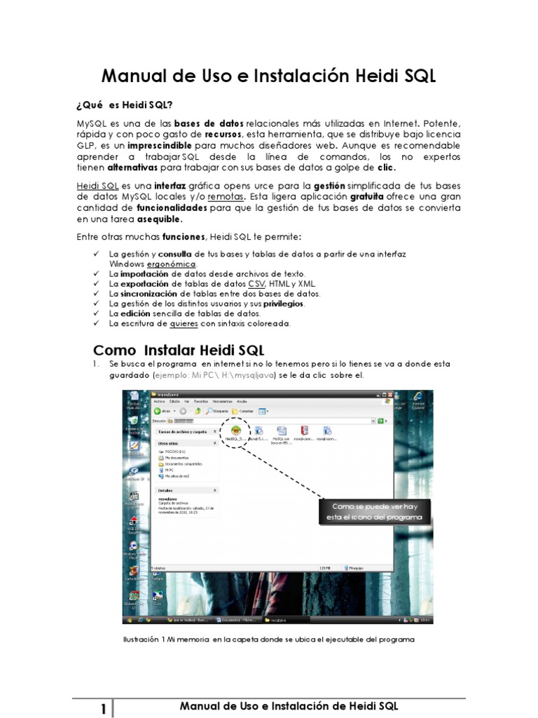 Manual de Uso Heidi SQL | PDF | Point and Click | Bases de datos