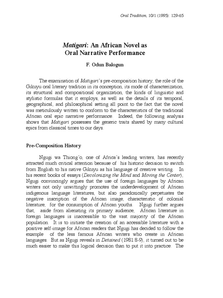 African Novel As A Performance | PDF | Oral Tradition | Hero