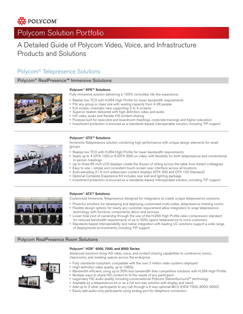 Polycom Solution Portfolio: A Detailed Guide of Polycom Video, Voice, and Infrastructure ...