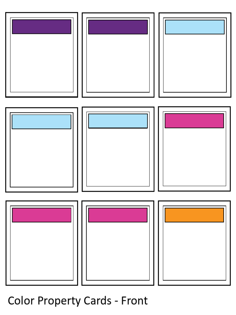 All Property Cards Templates - Colors, Outline, Blank - Front and Back ...