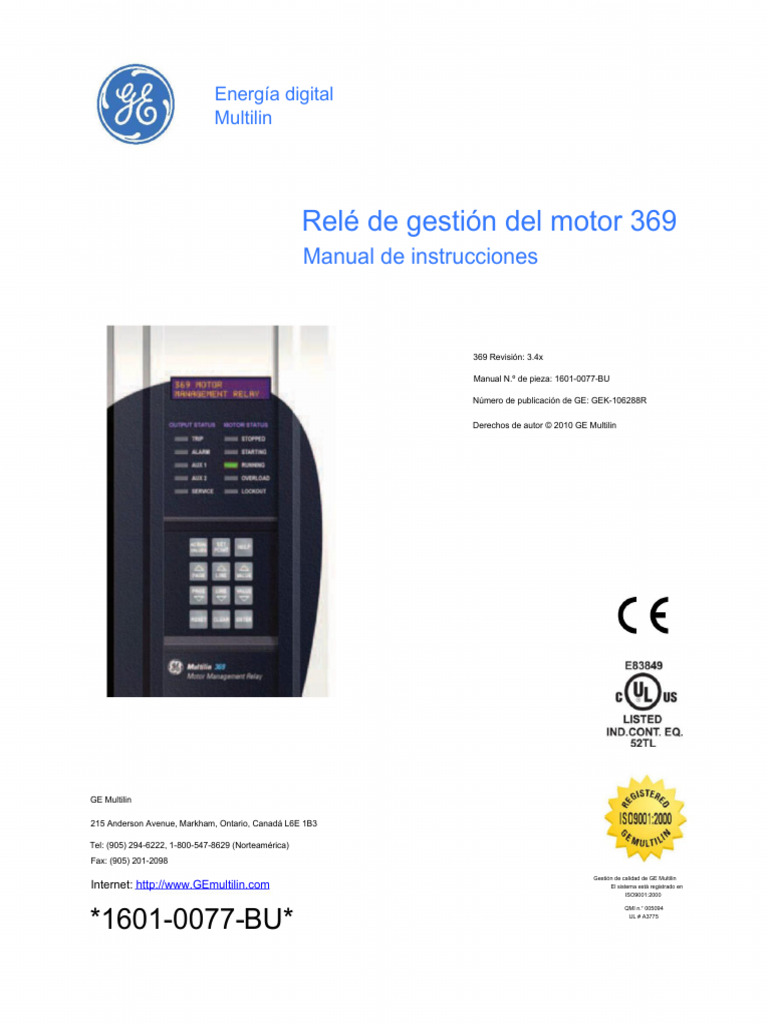 Manual Multilin 369 Español | PDF | Relé | Ingeniería Informática