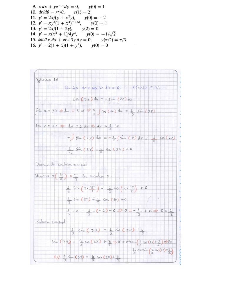 Ejerccios Ecuacion Diferencial | PDF