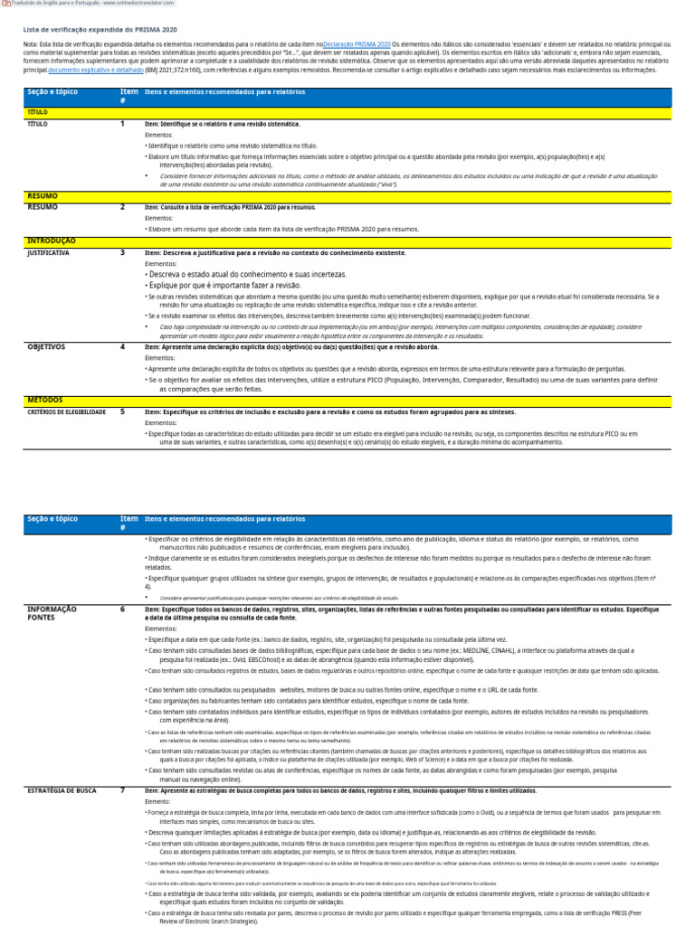 PRISMA 2020 Expanded Checklist - En.pt | PDF