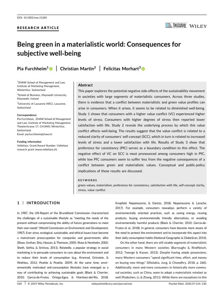 Being Green in A Materialistic World | PDF | Value (Ethics) | Materialism
