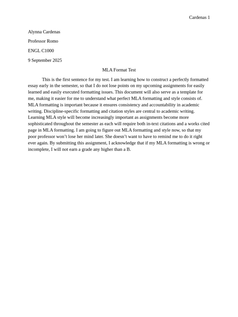MLA Format Test | PDF
